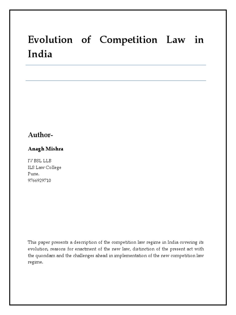 Evolution of Competition Law in India: Author | PDF | Competition Law ...