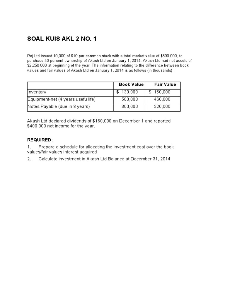 Jawaban Kuis No.1 Akl 2 - Post - TM 3 - Renanda Putri - 43216120238 | PDF | Book Value | Equity ...