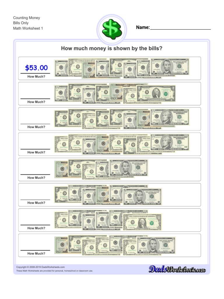 Counting Money Bills Only v1 | PDF