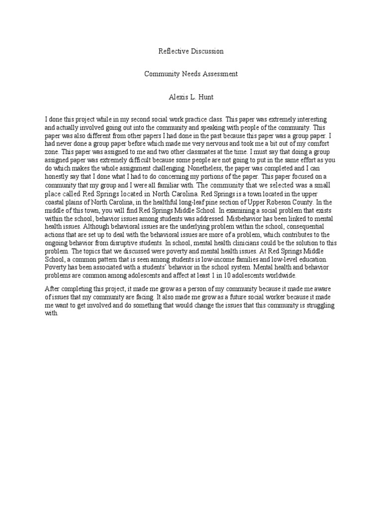 Reflective Discussion Cna | PDF | Behavior | Community