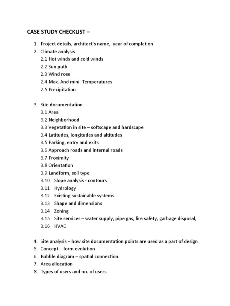 Case Study Checklist | PDF