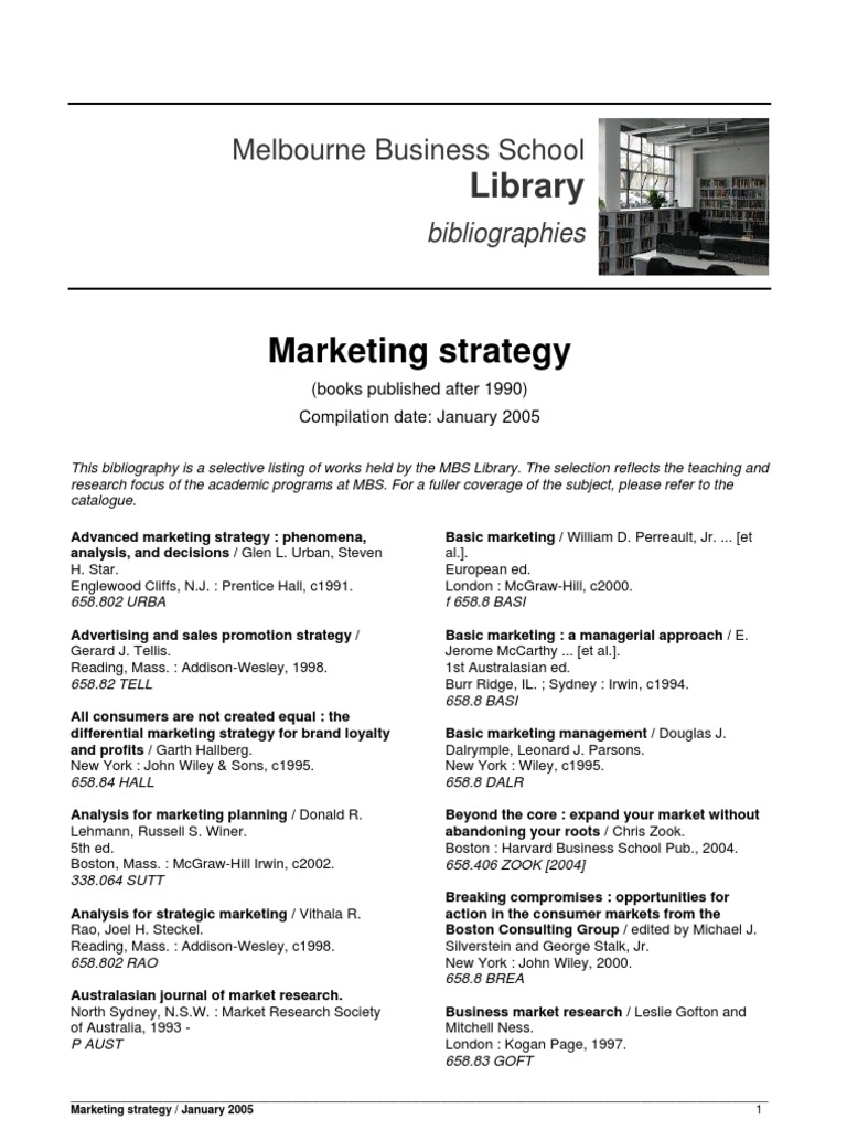 Marketing Strategy Bibliography 2005 | PDF | Strategic Management ...