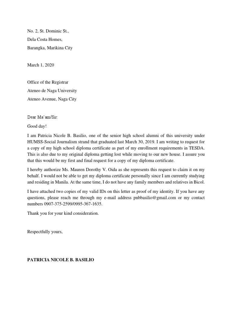 RequestLetter Diploma PDF | PDF