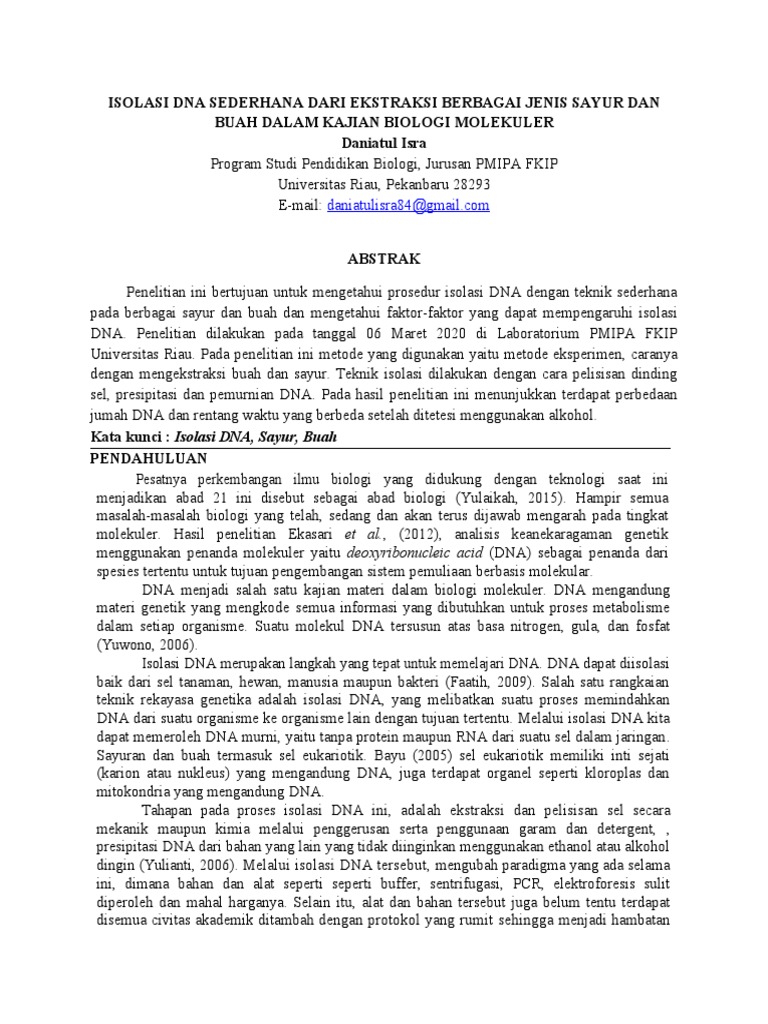 Jurnal Isolasi Dna | PDF