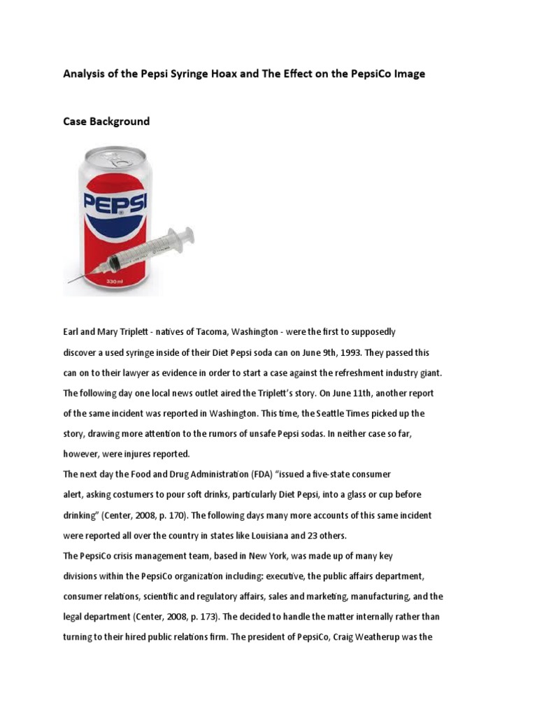 Crisis Management PEPSI | PDF | Crisis Management | Pepsi Co