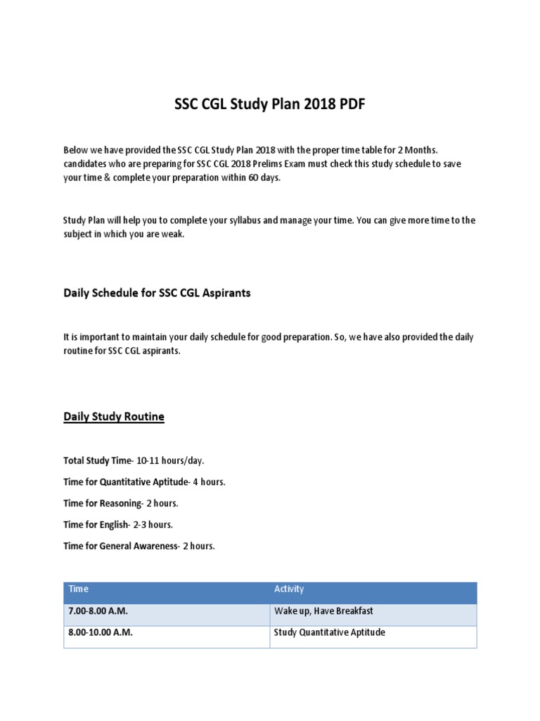 SSC CGL Study Plan 2018 PDF 1 PDF | PDF | Circle | Geometry