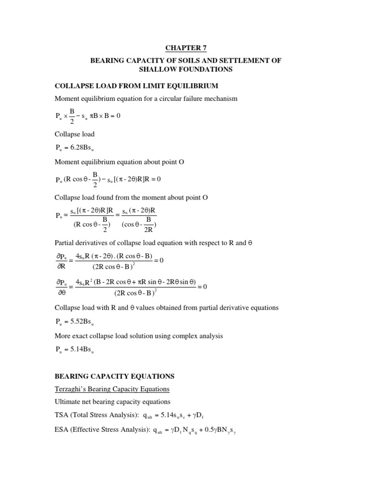 Bearing Capacity Equation | PDF | Civil Engineering | Continuum Mechanics