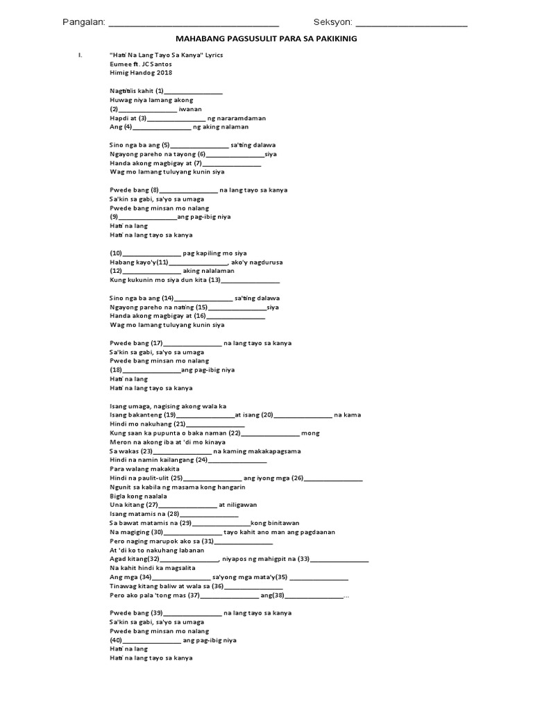Long Test PAKIKINIG | PDF