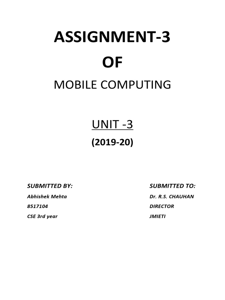 Assignment-3 OF: Mobile Computing | PDF | Replication (Computing) | Databases
