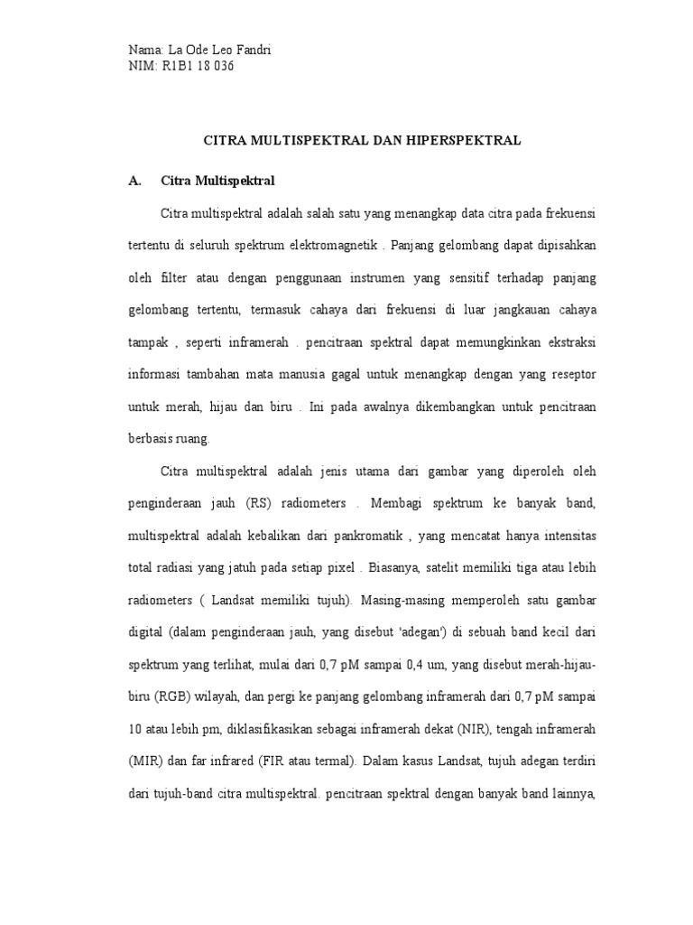 Citra Multispektral Dan Hiperspektral | PDF | Komputer