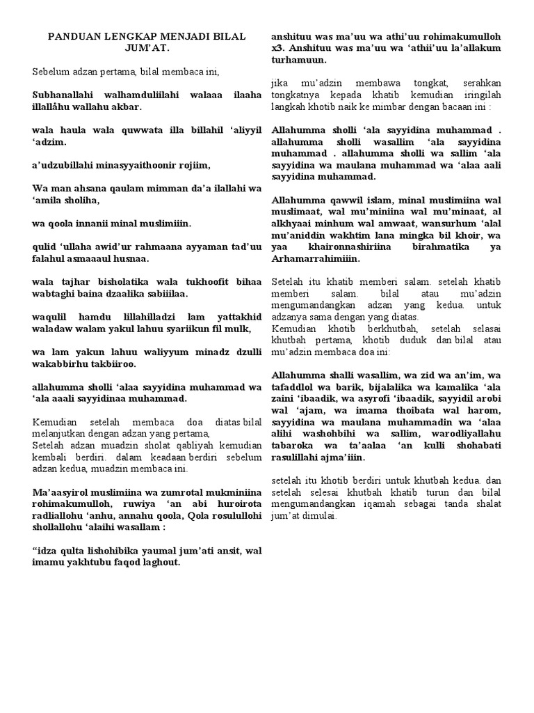 Panduan Lengkap Menjadi Bilal Jumat | PDF