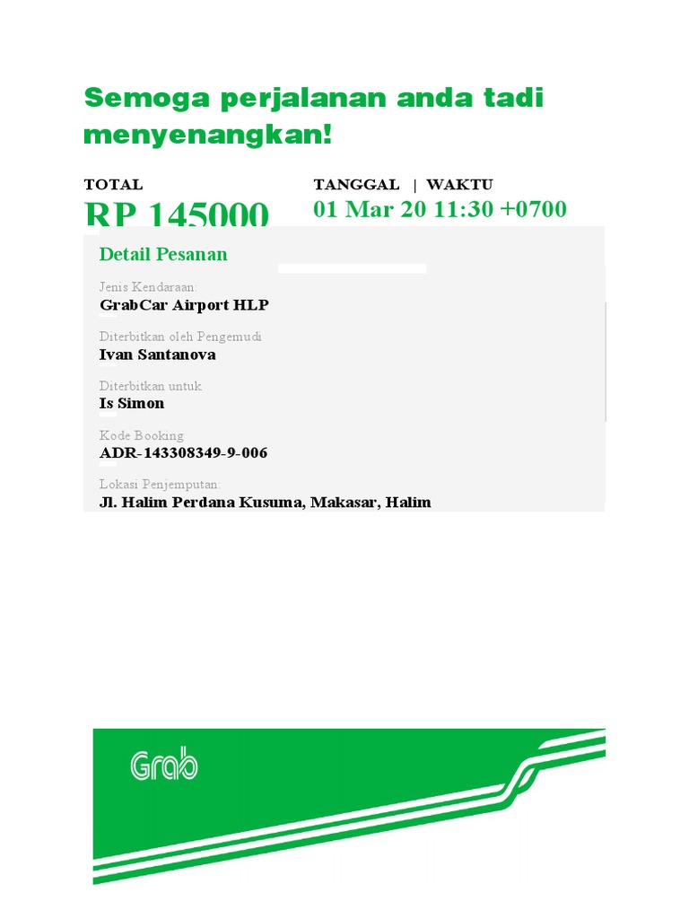 Kwitansi Grab Isnaini | PDF