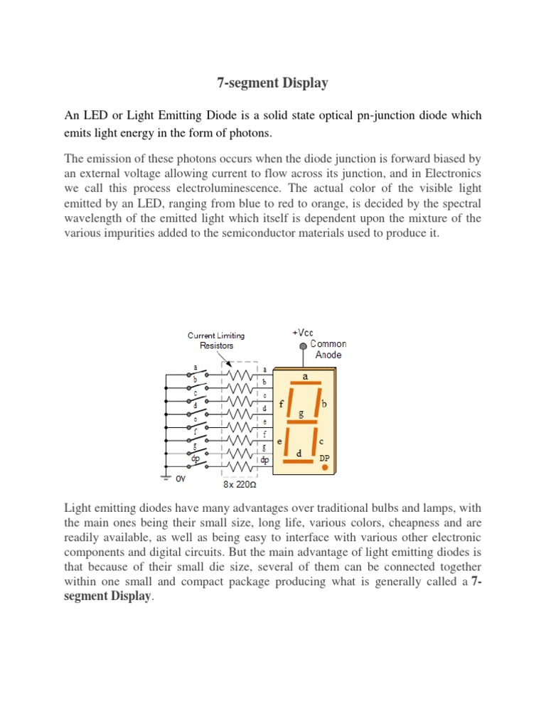 7-Segment Display | PDF | Light Emitting Diode | P–N Junction