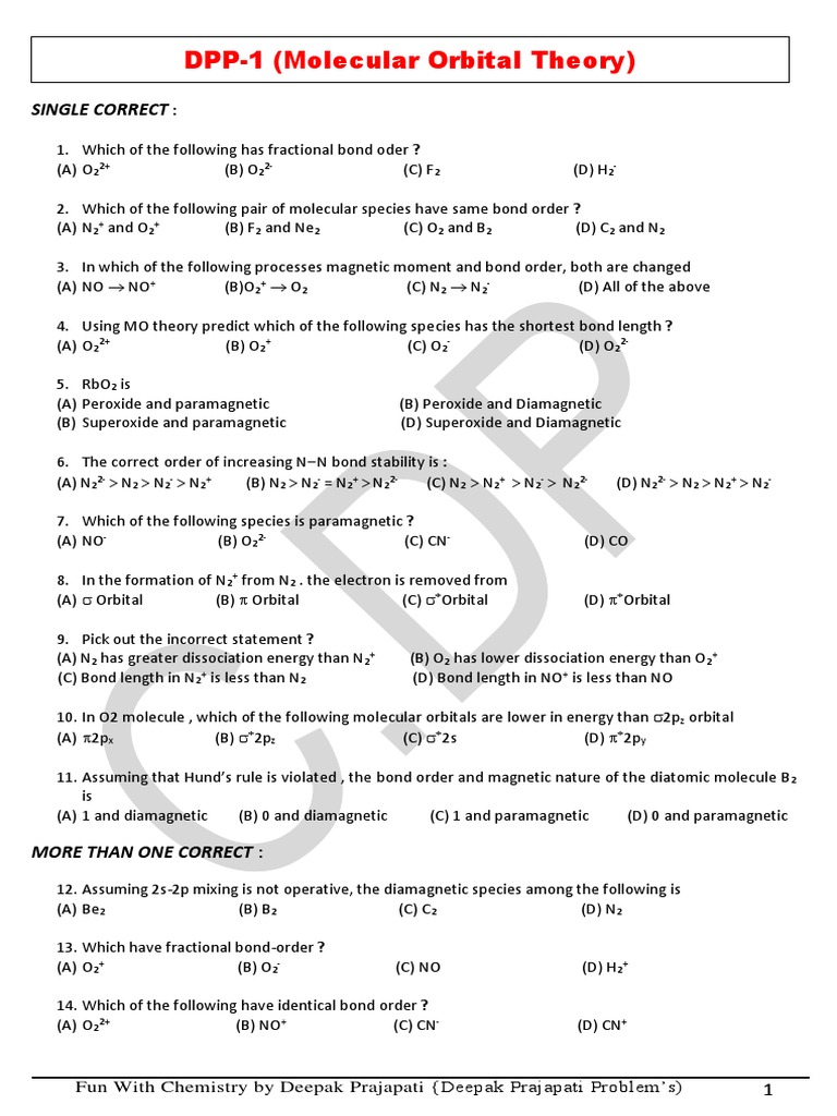 Understanding Molecular Orbital Theory Through Problem Solving | PDF ...