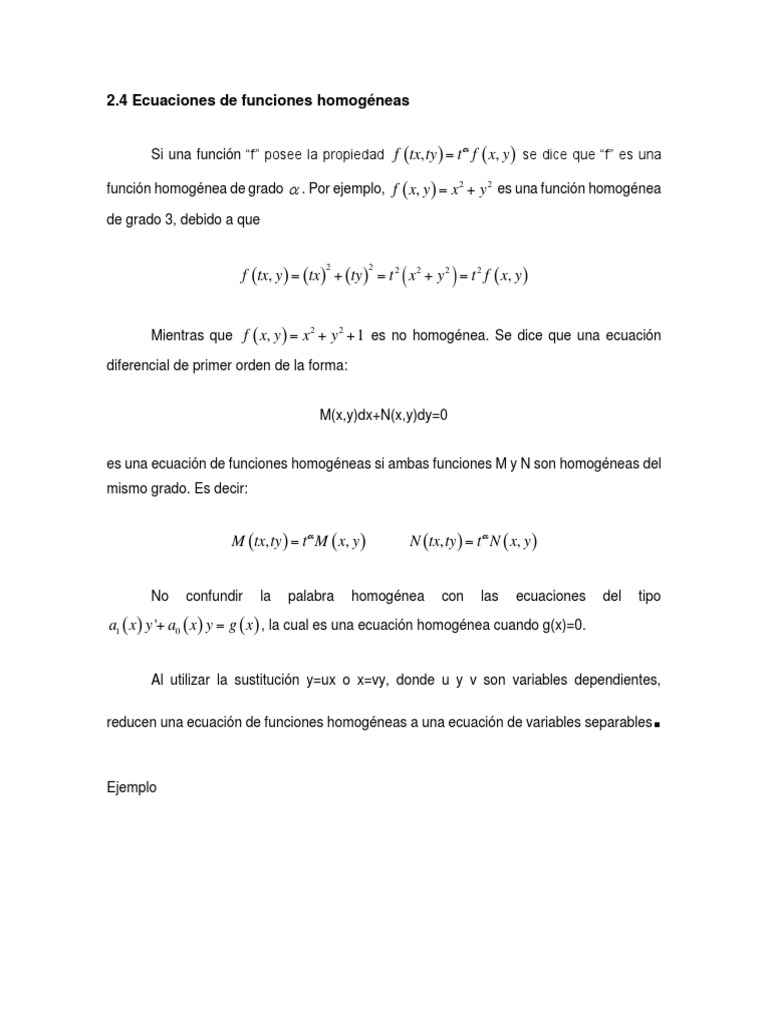 Ecuaciones de Funciones Homogéneas | PDF