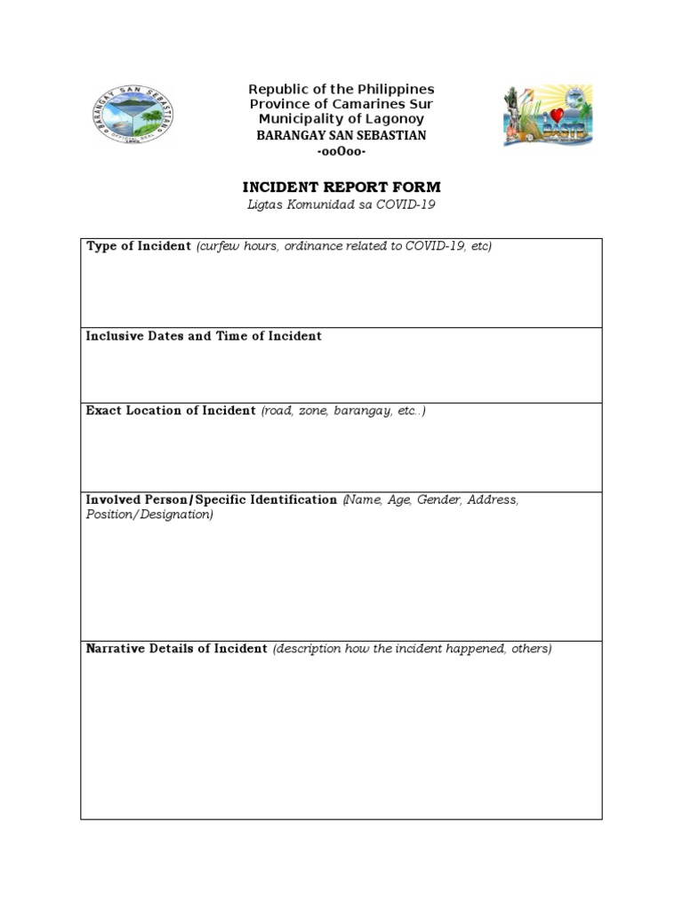 Brgy INCIDENT REPORT FORM | PDF