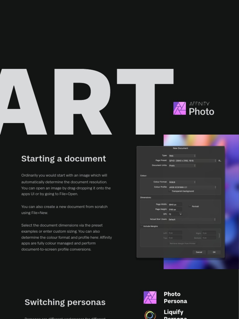 Affinity Photo Document Setup Guide | PDF | Image Editing | Pixel