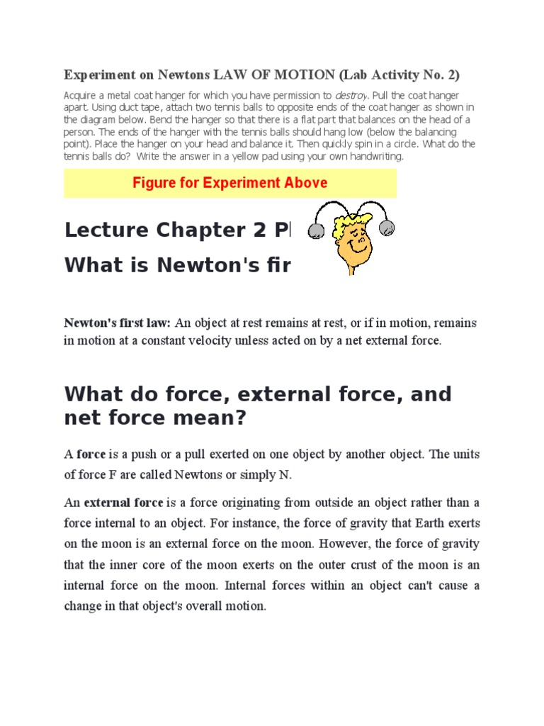 Lecture Chapter 2 Physics 1 What Is Newton's First Law?: Experiment On ...