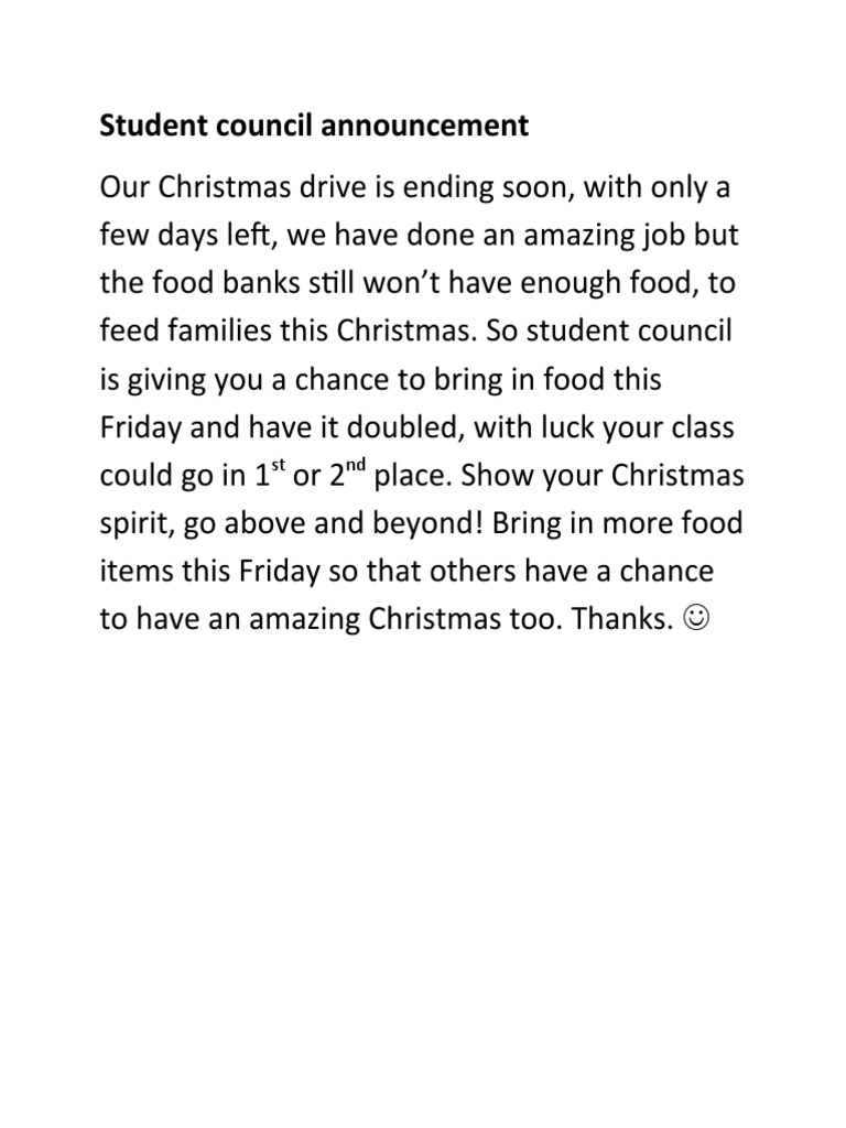 Student Council Announcement | PDF