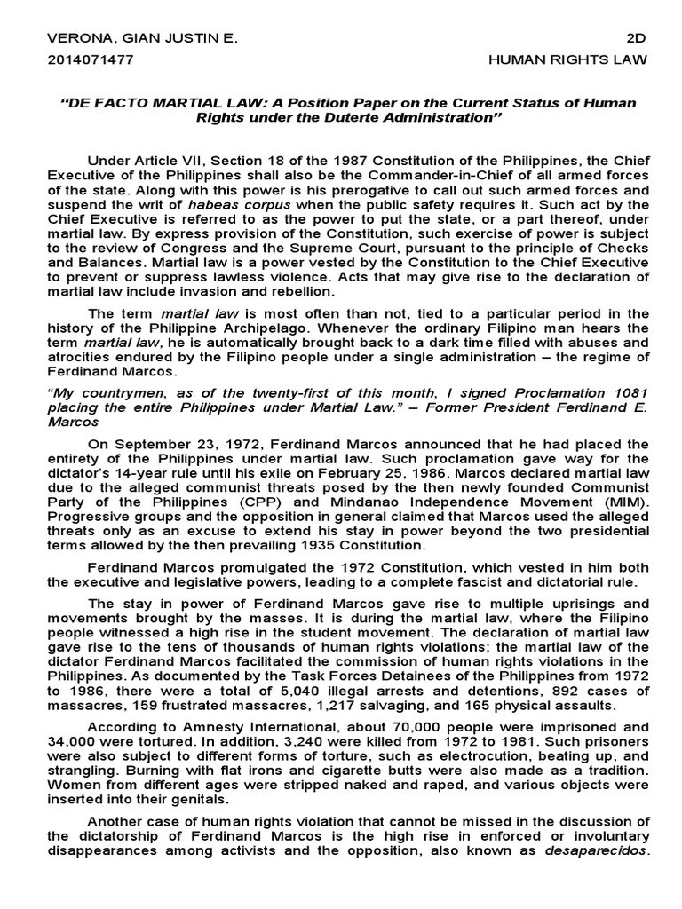 HRL Position Paper | PDF | Rodrigo Duterte | International Criminal Court
