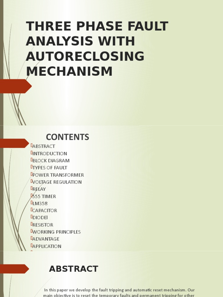 Three-Phase Fault Analysis and Reset Mechanism | PDF | Relay ...