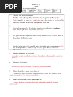 Sound Revision Worksheet | PDF | Sound | Waves