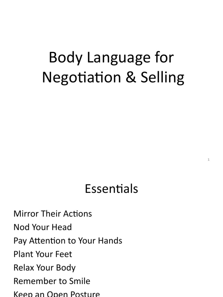 Body Language For Negotiation & Selling | PDF | Body Language | Gesture