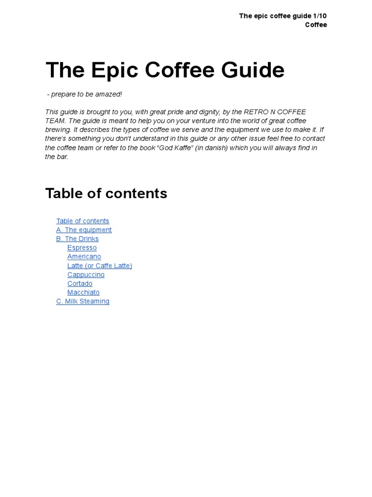 The Epic Coffee Guide - Documentos de Google | PDF | Coffee ...