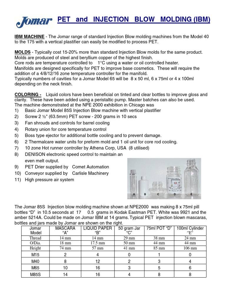 Pet and Injection Blow Molding (Ibm) : A B C D E | PDF | Plastic ...