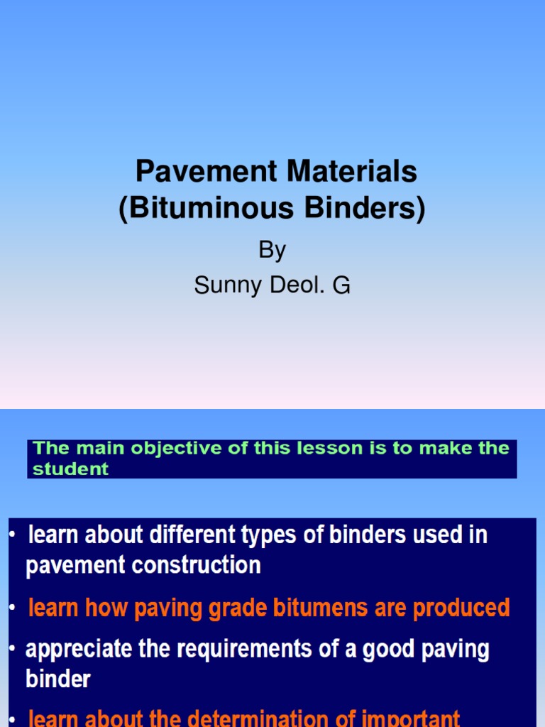 Pavement Materials (Bituminous Binders) 1 | PDF