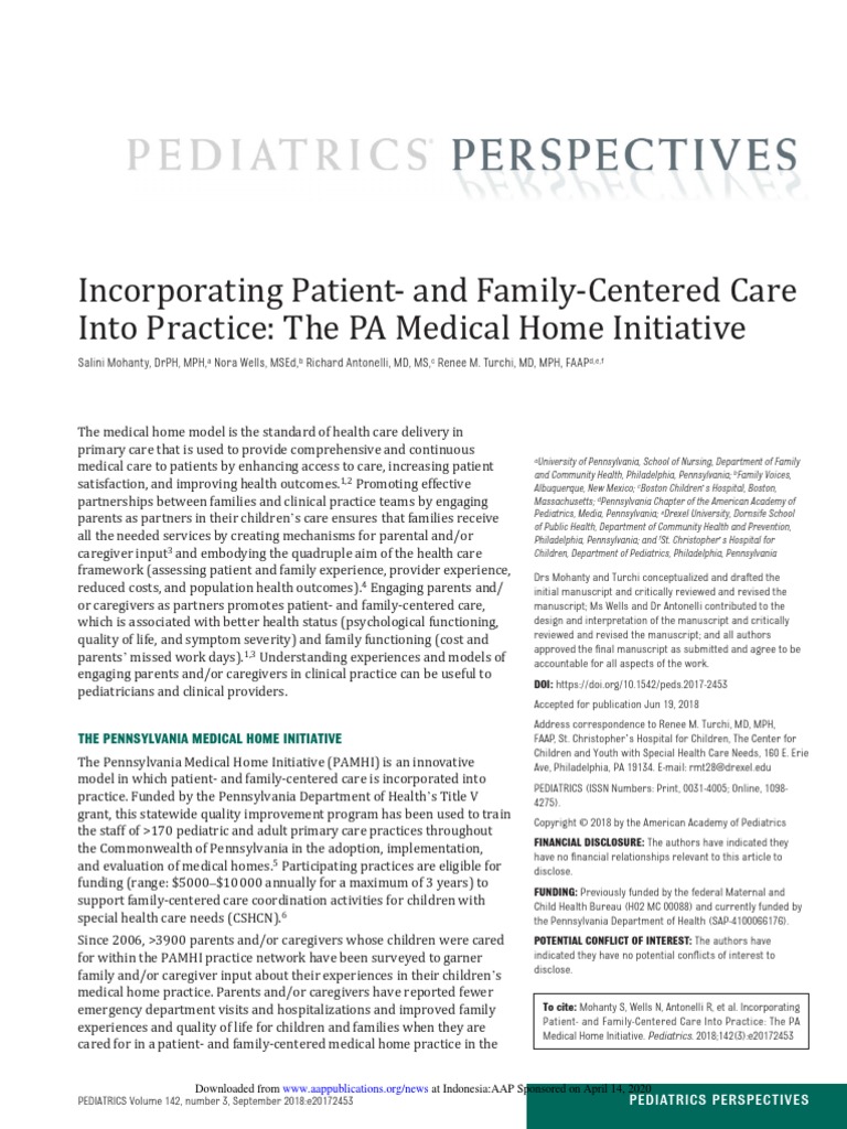 Incorporating Patient-And Family-Centered Care Into Practice: The PA ...