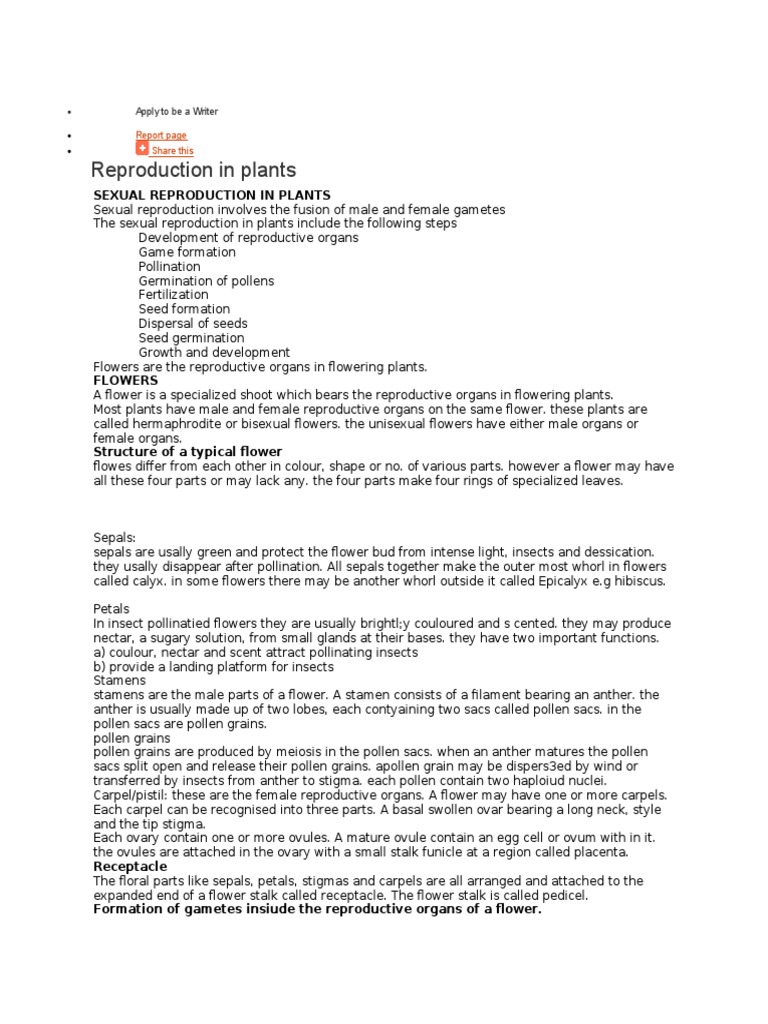 Sexual Reproduction in Plants | PDF | Flowers | Seed