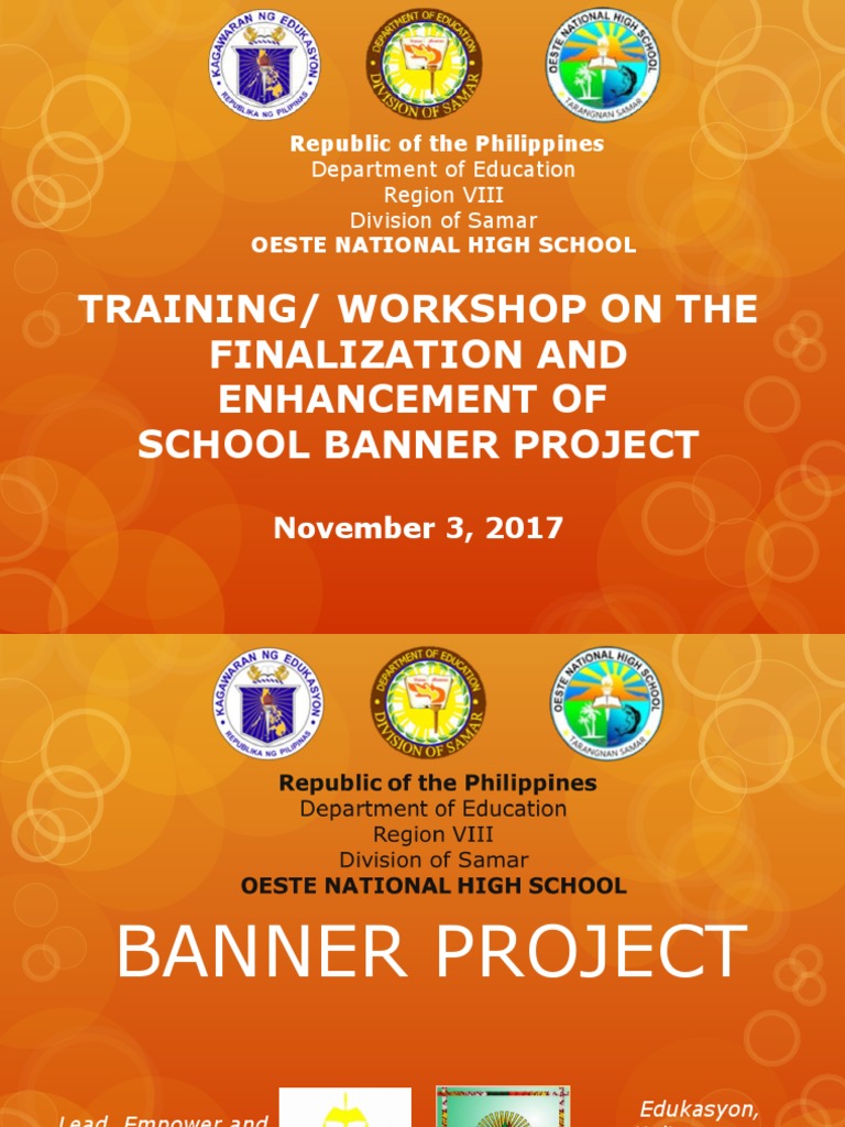 Training/ Workshop On The Finalization and Enhancement of School Banner ...