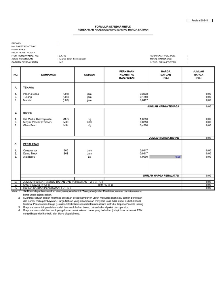 Marka Jalan Analisa Spek BM 2010 PDF | PDF