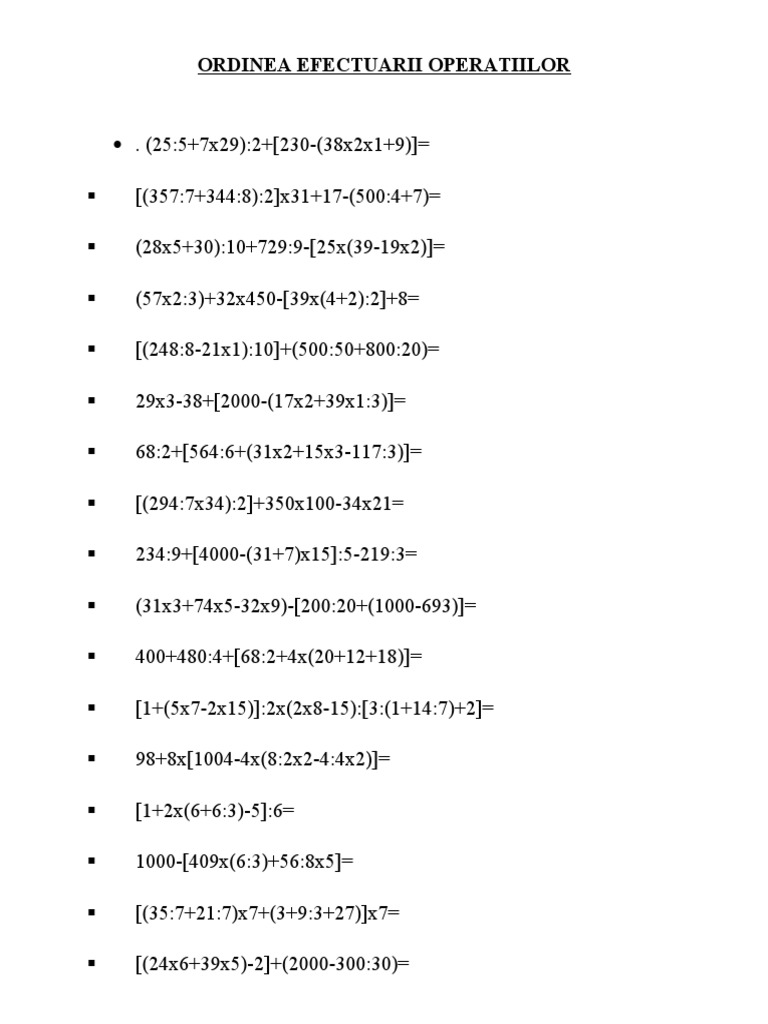 Ordinea Efectuarii Operatiilor | PDF