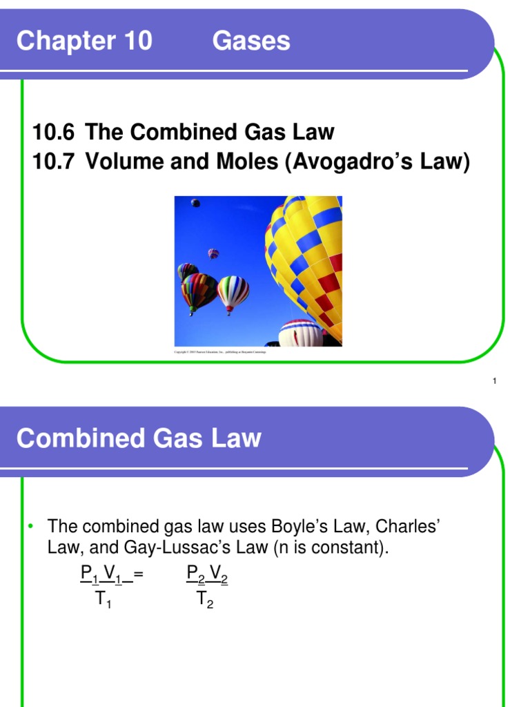 Combined and Avogadro's Gas Laws | PDF | Mole (Unit) | Gases