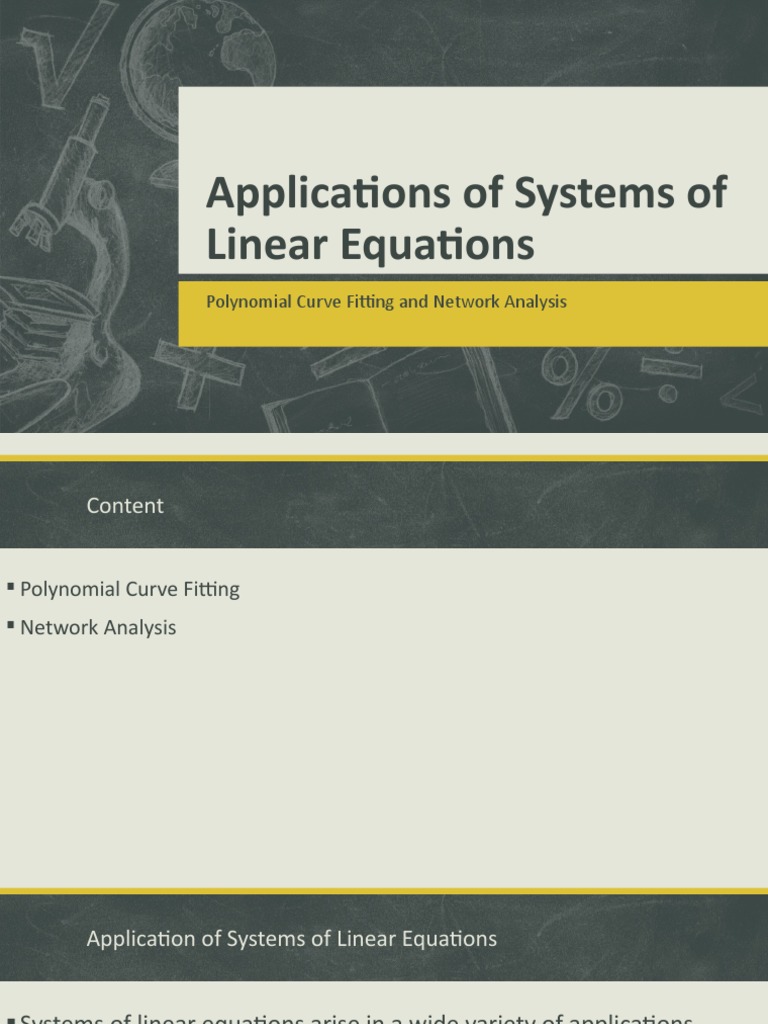Applications of Systems of Linear Equations 1 (Polynomial Curve Fitting ...