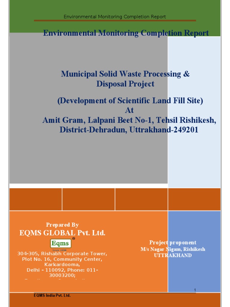 Environment Monitoring Report Rishikesh Landfill Site | PDF | Nature