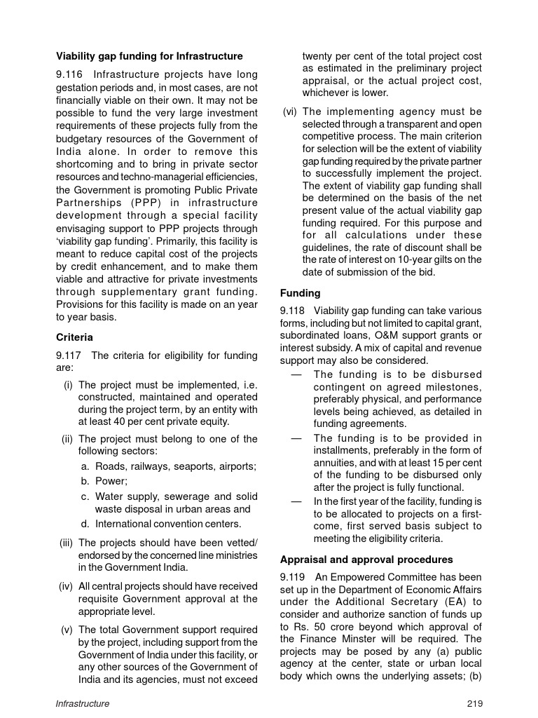 Viability Gap Funding For Infrastructure | Download Free PDF | Public ...