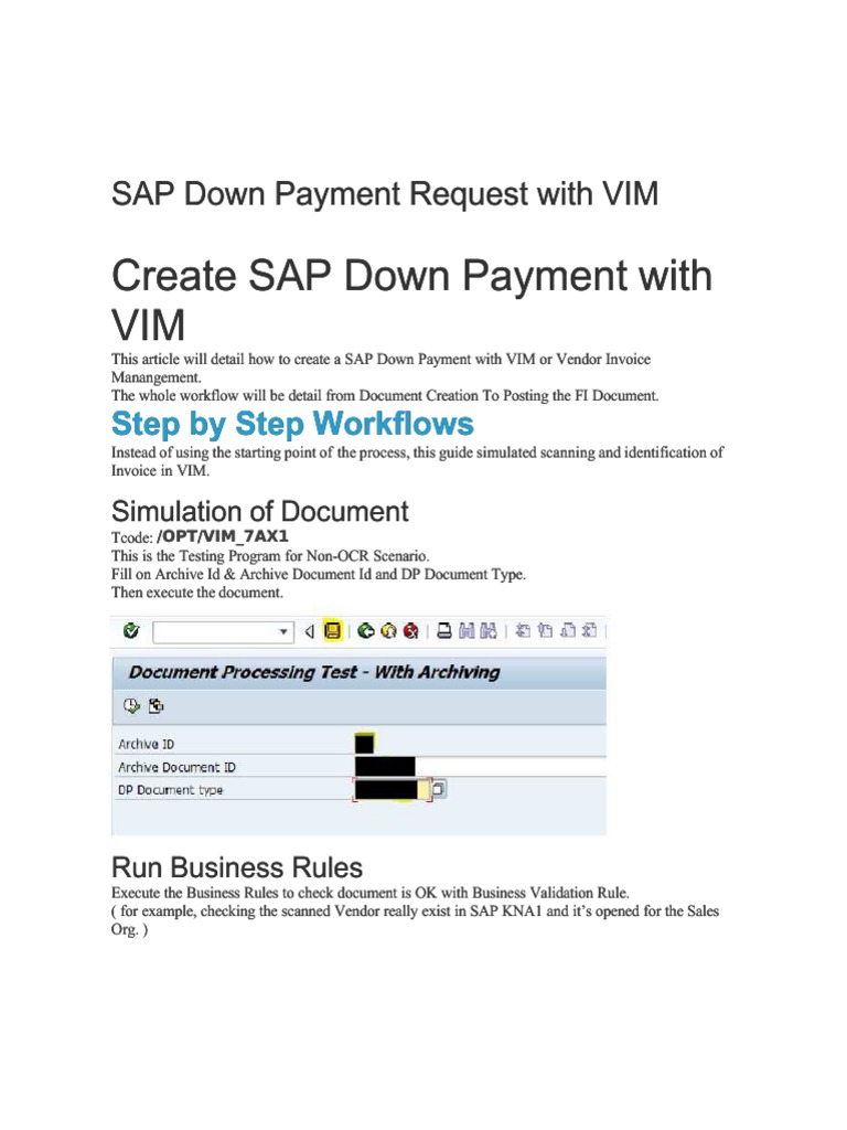 Sap Down Payment Request With Vim PDF | PDF