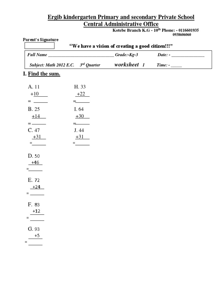 KG3 Math PDF | PDF | Learning