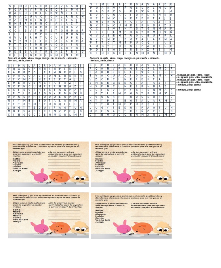 Sopa de Letras: Sismos y Simulacros | PDF | Desastres | Desastres naturales