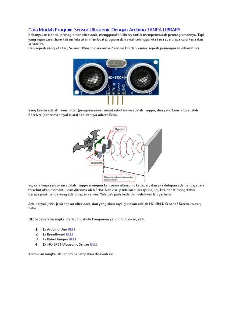 Cara Mudah Program Sensor Ultrasonic Dengan Arduino TANPA LIBRARY | PDF ...