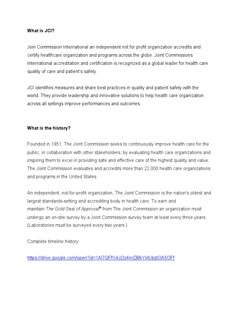 What Is JCI | PDF | Joint Commission | Iso 9000