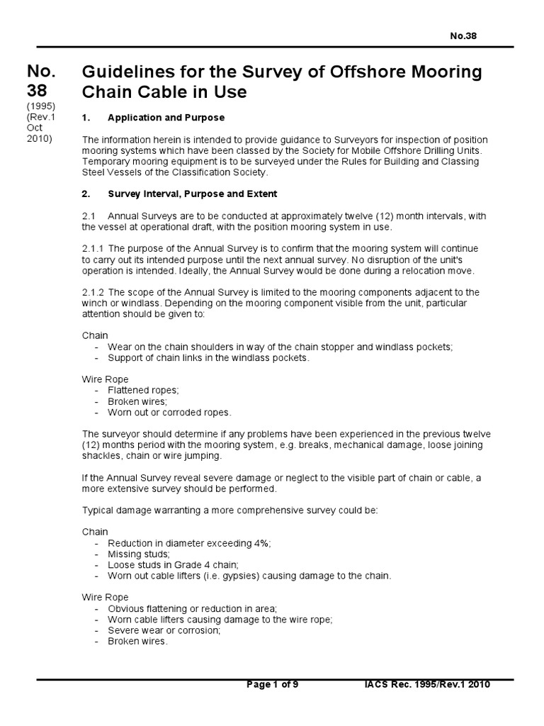 Offshore Mooring Chain Cable Survey Guidelines | PDF | Rope | Fatigue ...
