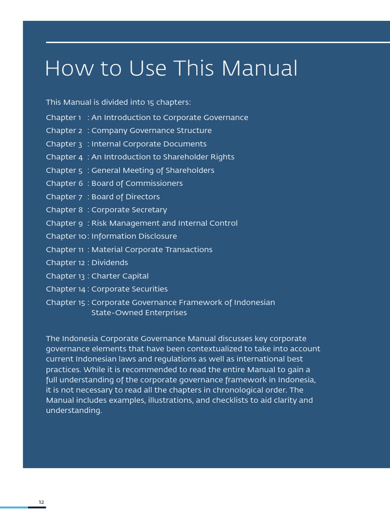 How To Use This Manual | PDF | Governance | Corporate Governance