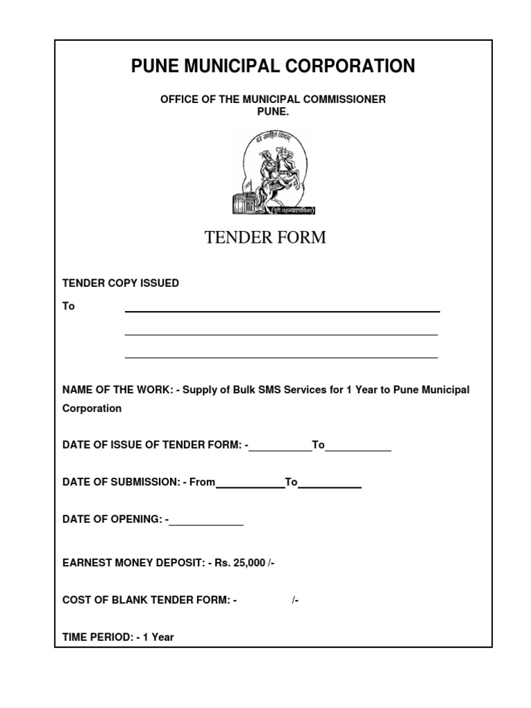 Pune Municipal Corporation: Tender Form | PDF | Graphical User ...