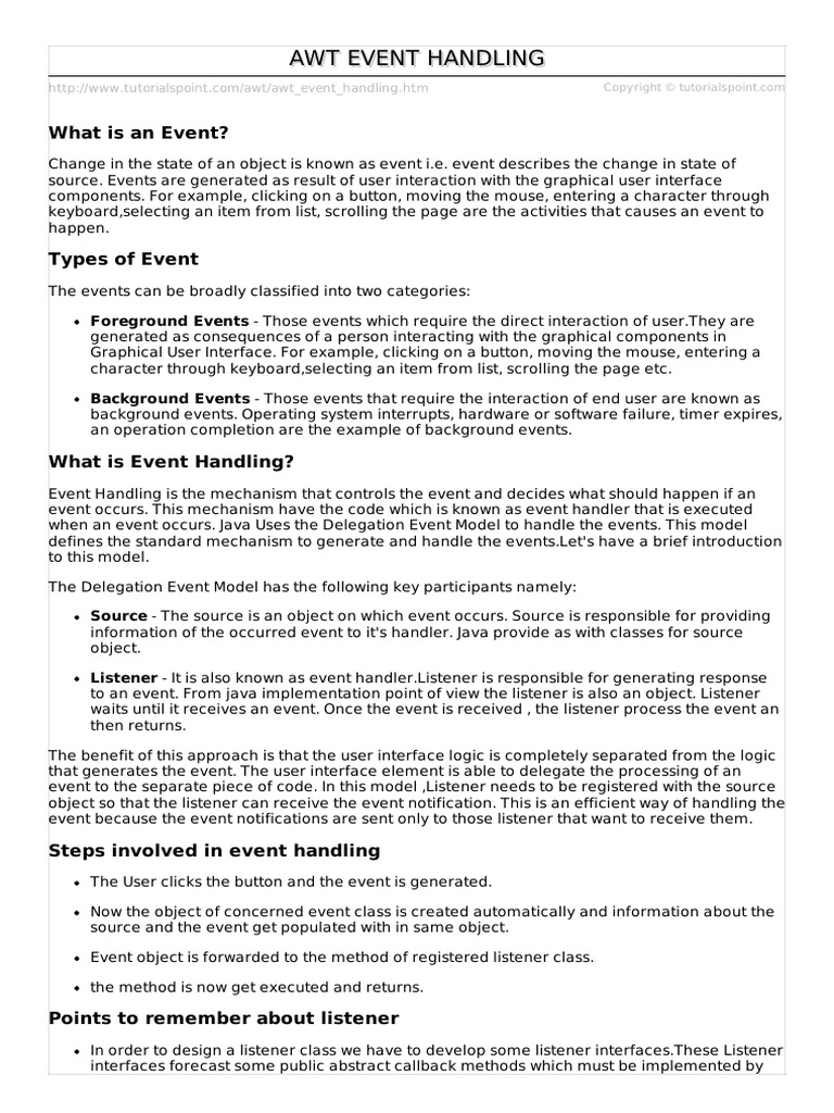 Awt Event Handling PDF | PDF