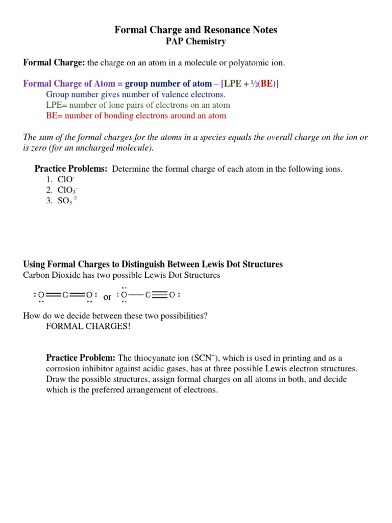 Formal Charge and Resonance Notes | PDF