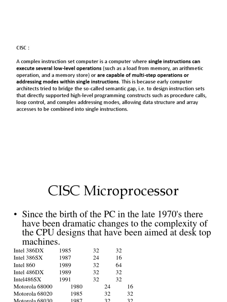 Understanding Complex Instruction Set Computers (CISC) and Reduced Instruction Set Computers ...